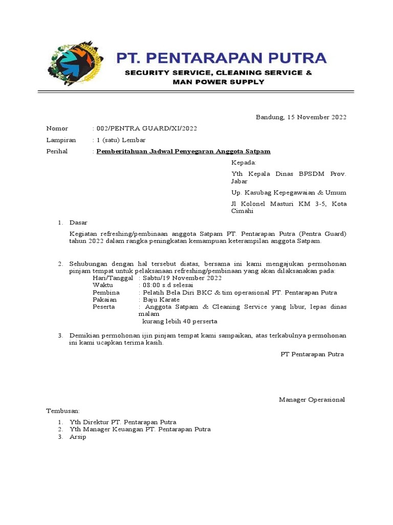 Surat Pinjam Tempat | PDF