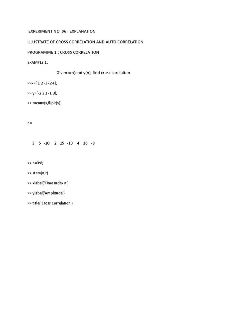Cross and Auto Correlation Examples | PDF | Teaching Methods & Materials