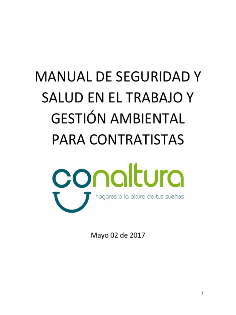 Manual de SST y Gestión Ambiental para Contratistas Versión 1 | PDF | Valores | Seguridad y ...