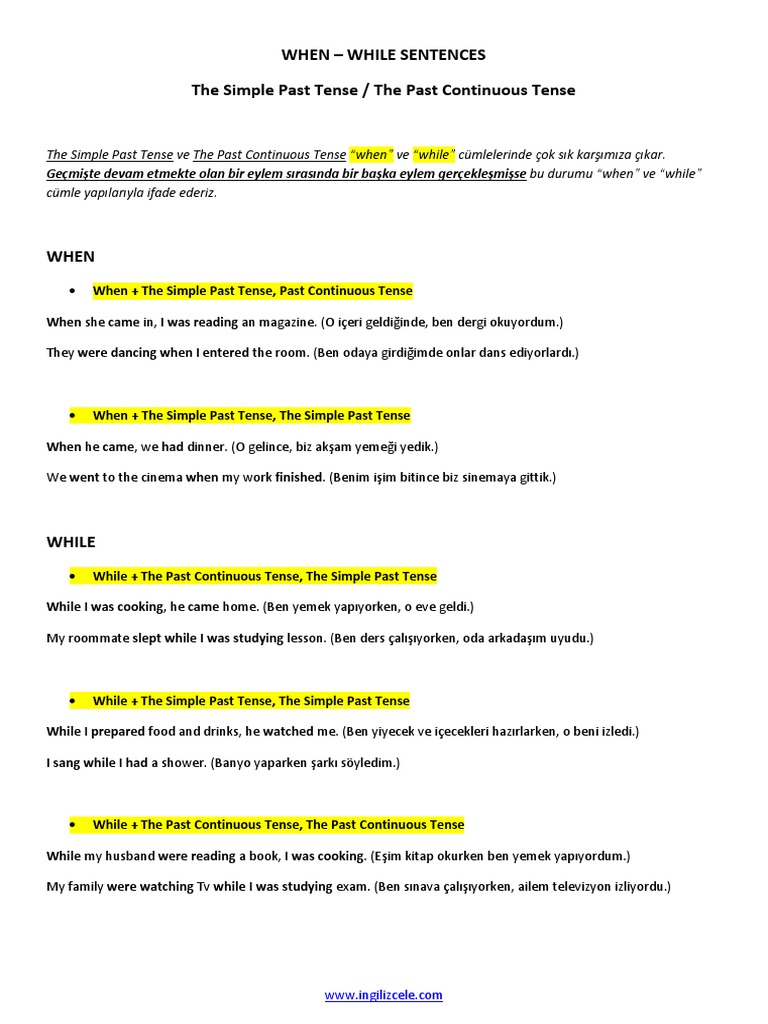 08 When While The Simple Past Tense The Past Continuous Tense | PDF