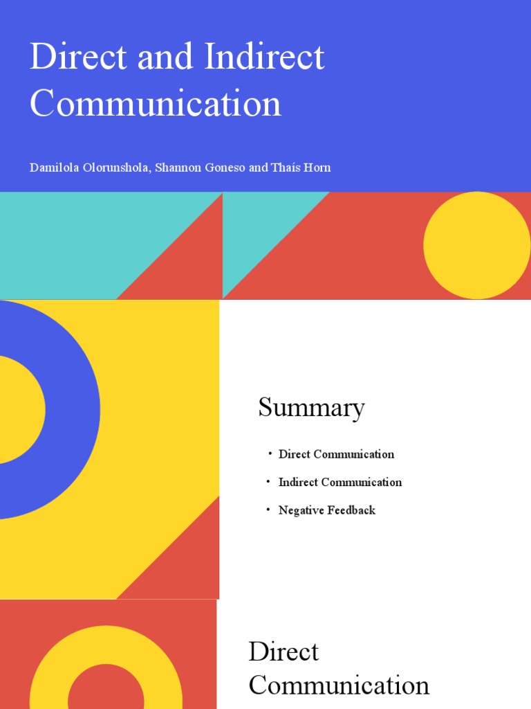 Direct and Indirect Communication | PDF | Communication | Nonverbal ...