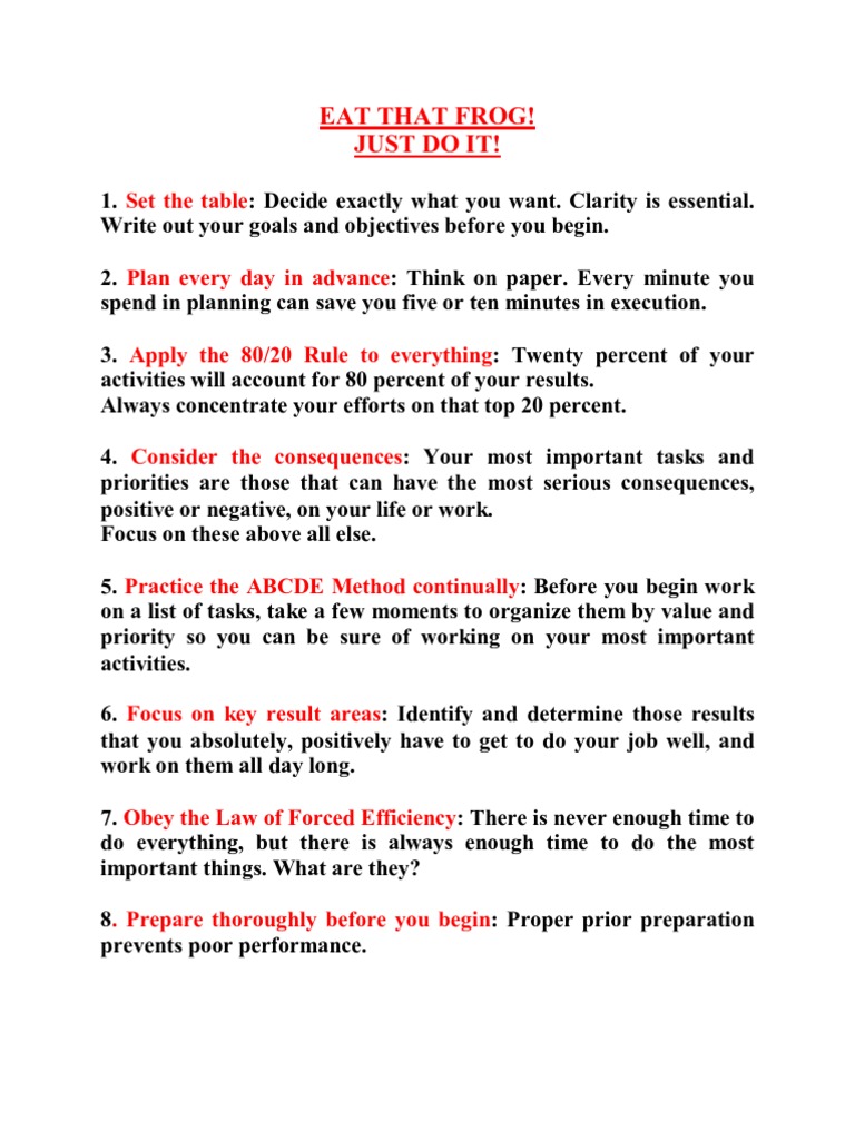 Eat That Frog Summary | PDF