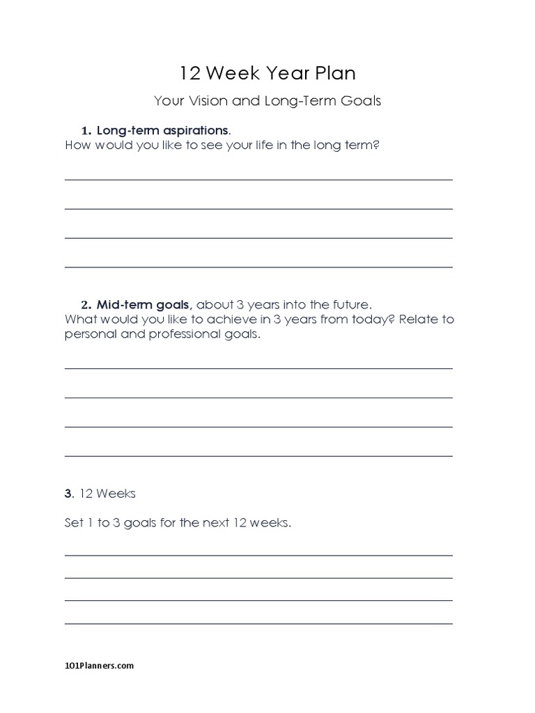 12 Week Year Plan for Goal Setting | PDF