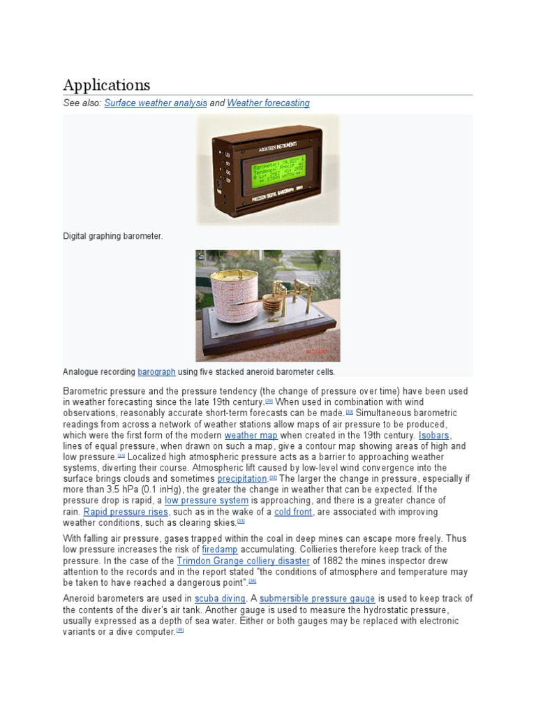 Applications Of Barometer Pdf Meteorology Applied And