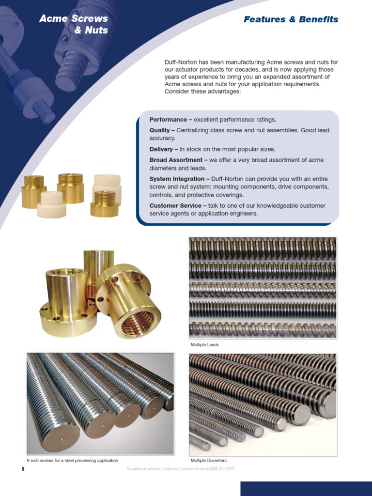 Acme Screws & Nuts Specifications Guide | PDF | Screw | Nut (Hardware)
