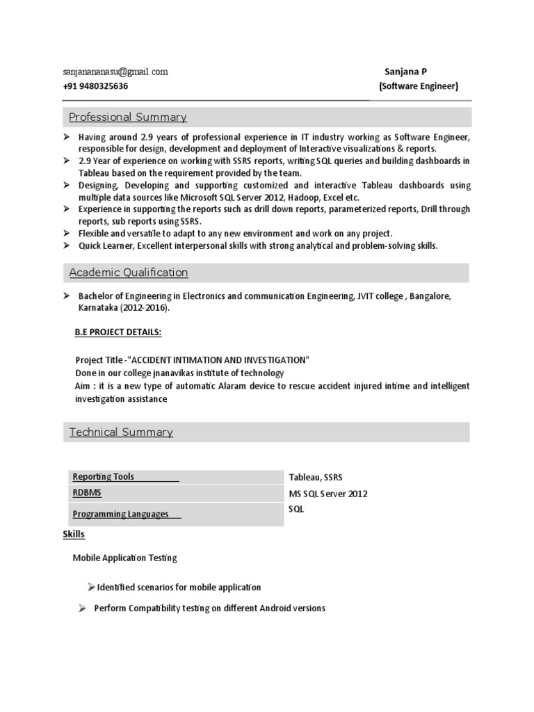 Resume. Updated Sanjana | PDF | Microsoft Sql Server | Sql