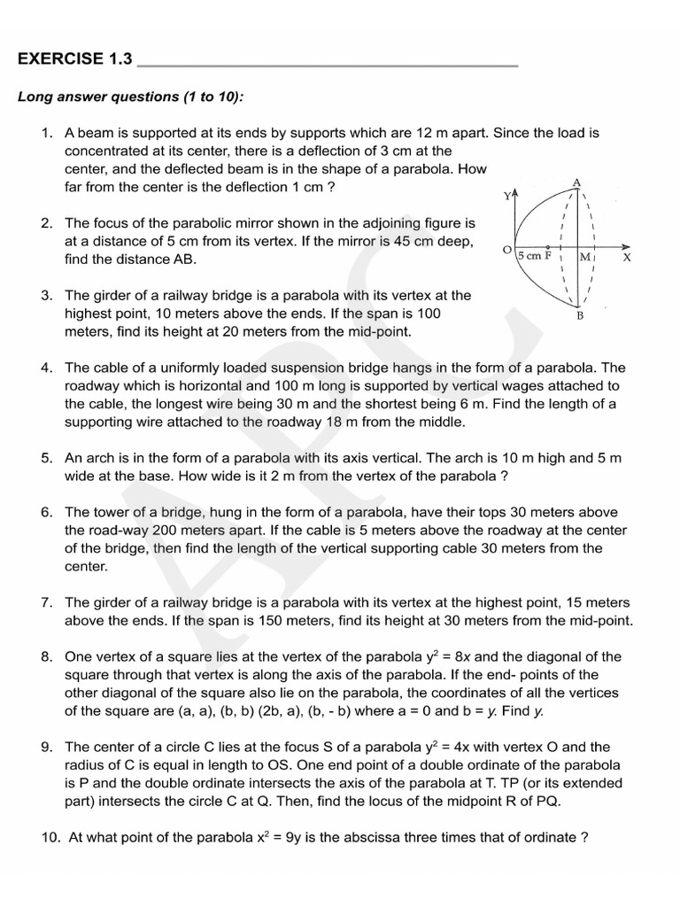 Conic Sections Exercise 1.3 Revised | PDF | Euclidean Geometry ...