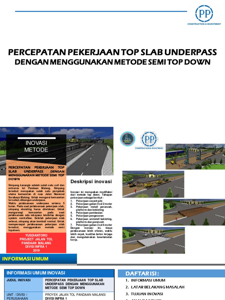 Percepatan Pekerjaan Top Slab Underpass Dengan Menggunakan Metode Semi Top Down | PDF