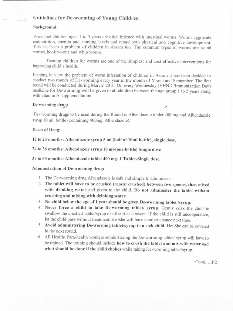 Guidelines For De-Worming | PDF