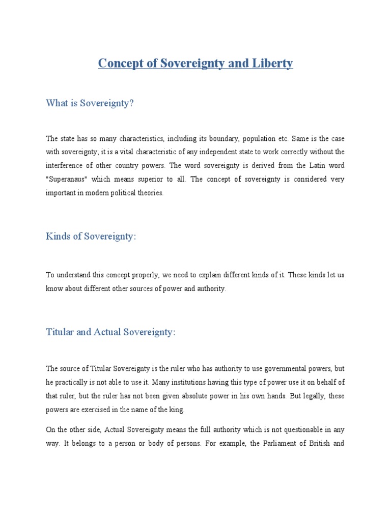 Concept of Sovereignty and Liberty 21.07.2020 | PDF | Sovereignty | Liberty