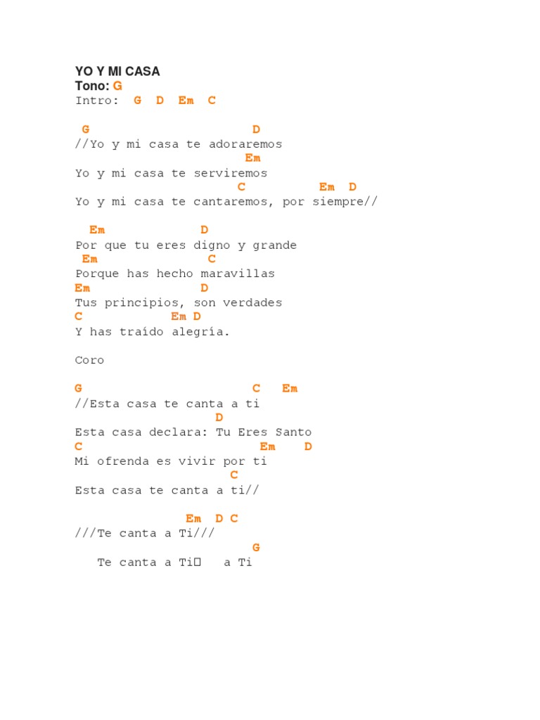 Letra da Música "Yo y Mi Casa" | PDF | Artes Linguísticas e Disciplina