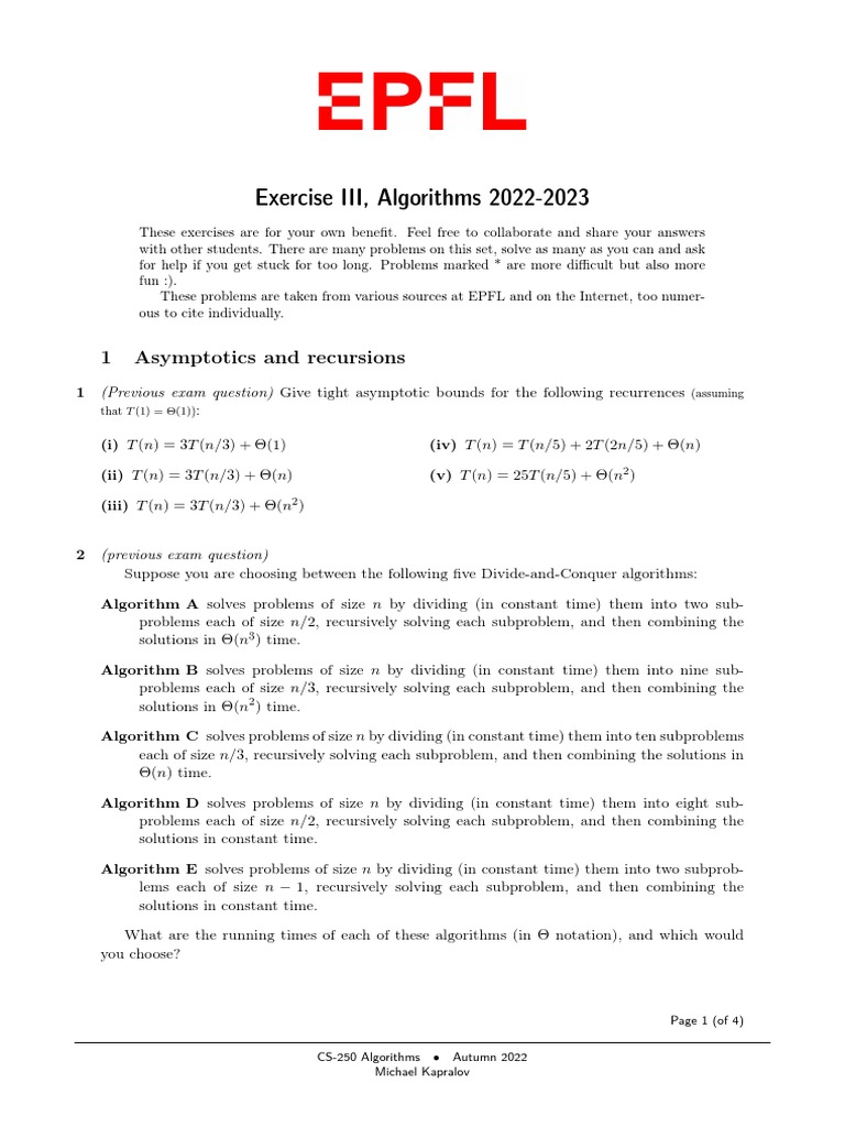 Exercise 3 | PDF | Time Complexity | Mathematics Of Computing