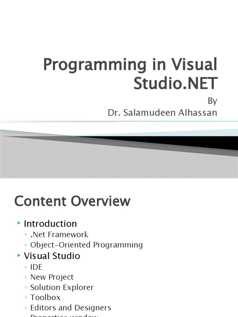 Visual Studio .NET Programming Guide | PDF | Microsoft Visual Studio ...