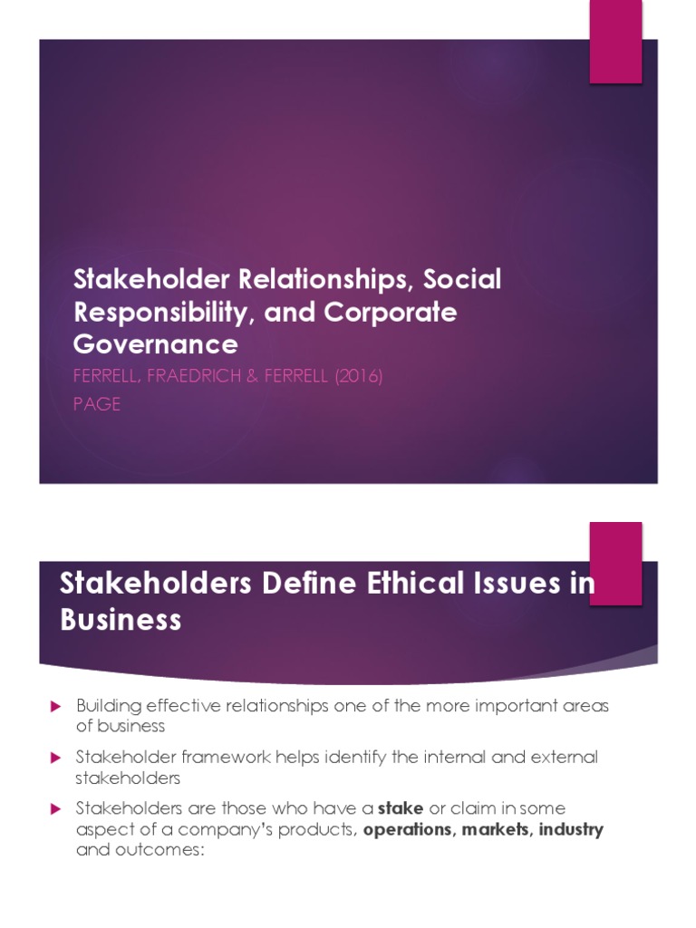Stakeholder Relationships, Social Responsibility, and Corporate ...