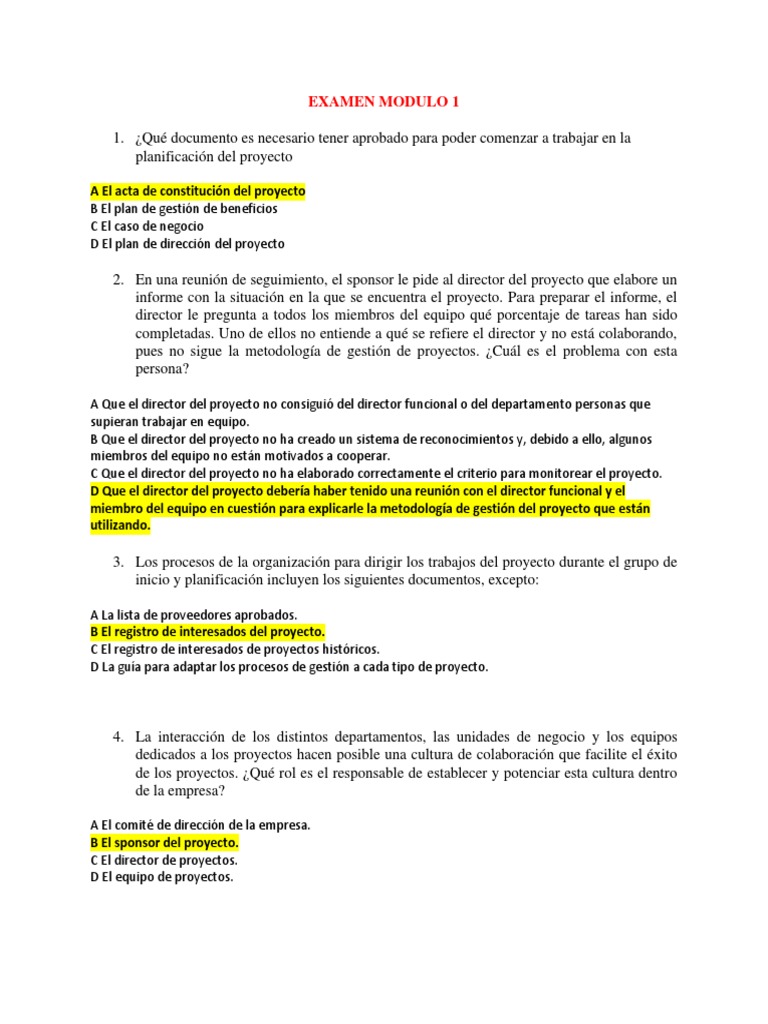 Examen Modulo 1 Okok | PDF | Planificación | Business
