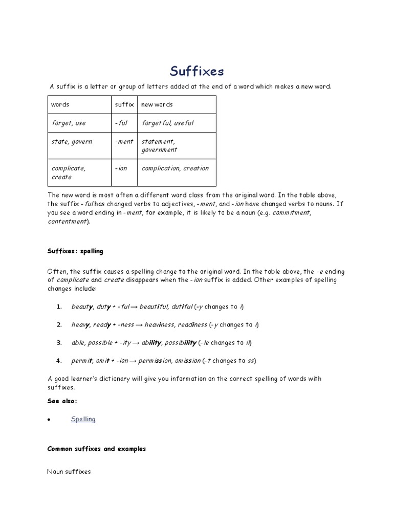 Suffixes | PDF | Noun | Word