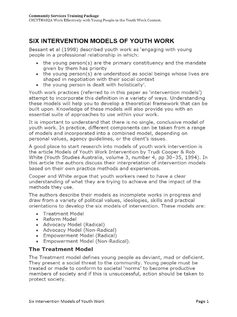 Definition - Work Effectively With Young People in The Youth | PDF