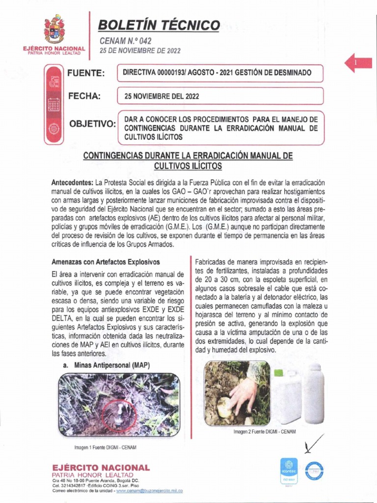 Beletin 042 Digmi Contingencia en Erradicacion Manual de Cultivos ...