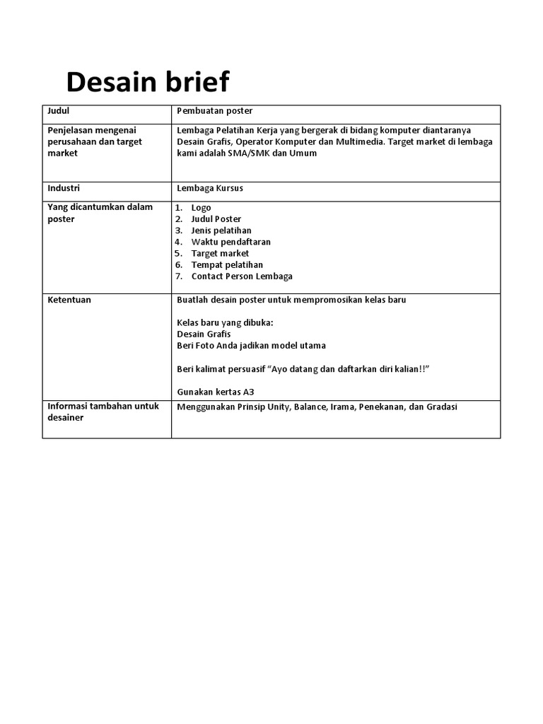 Design Brief | PDF | Karier & Perkembangan
