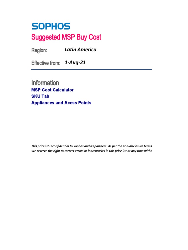 Sophos MSP Pricing Jul2021 Latam | PDF | Security | Computer Security
