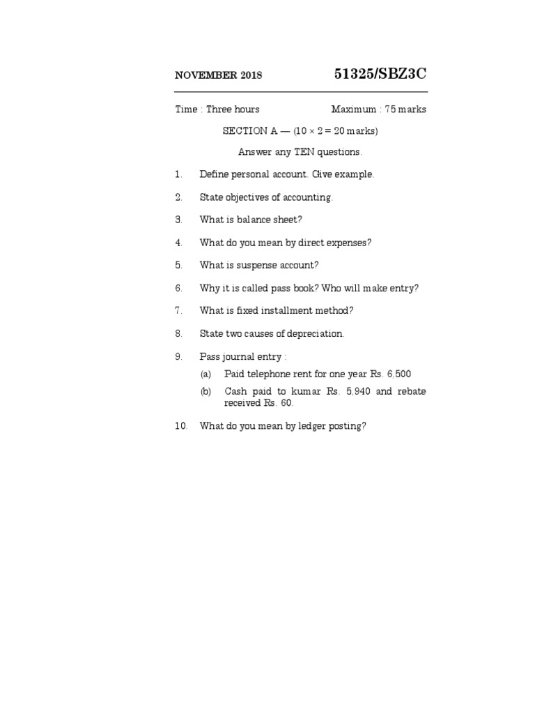 Financial Accounts Questoin Paper UNOM 2018 | PDF | Banks | Depreciation