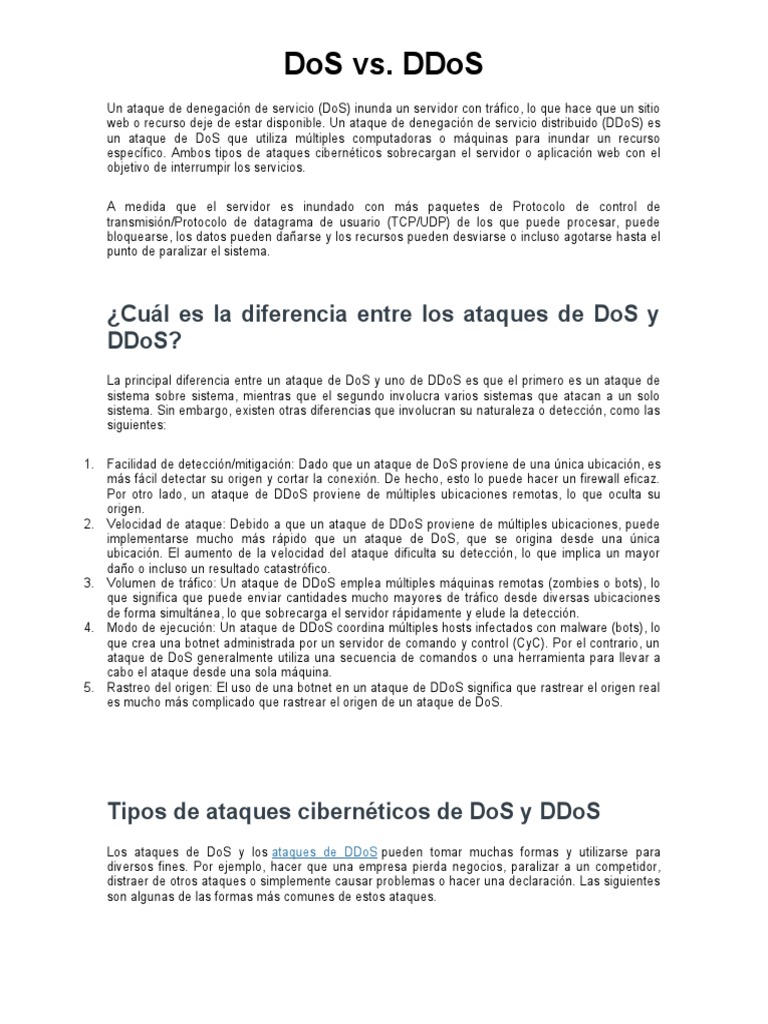 DoS Vs DDoS | PDF | Ataque de denegación de servicio | Red de computadoras