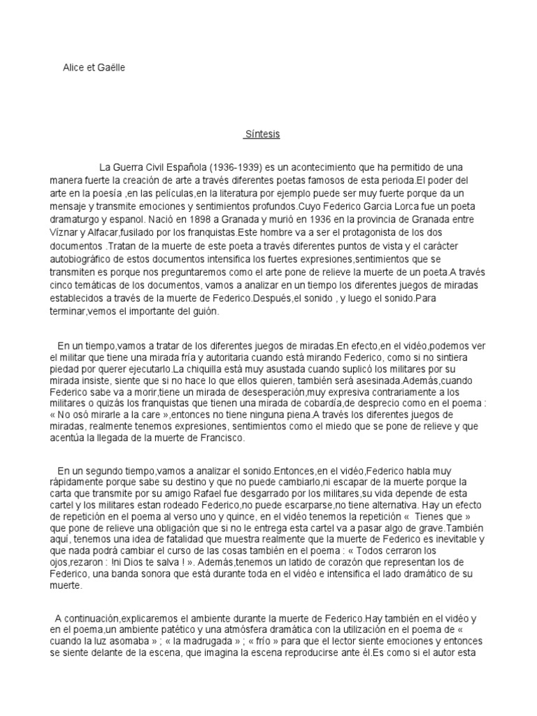 Sintesis LCEE | PDF | Federico García Lorca