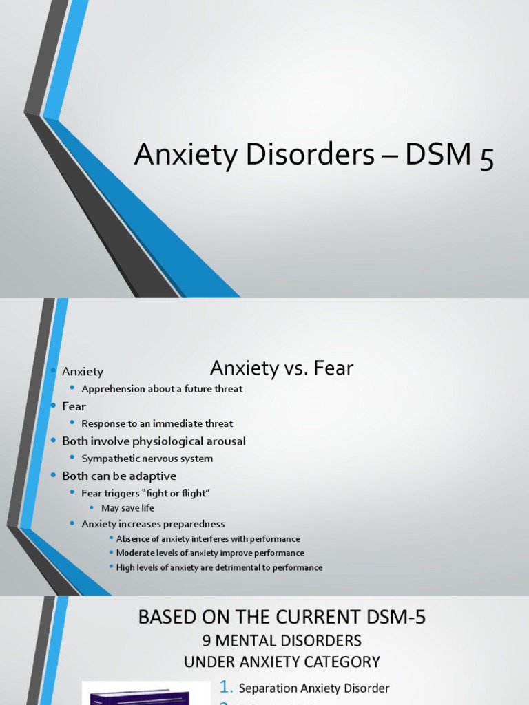 Lecture 6 - Anxiety Disorders Â - DSM 5 | PDF