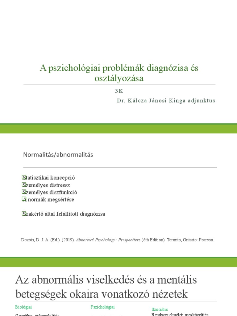 3 K A Pszichologiai Problemak Osztalyozasa Es Diagnozisa | PDF