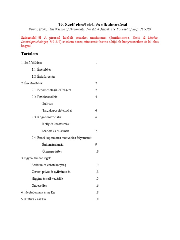 19 - Szelf Elméletek És Alkalmazásai | PDF