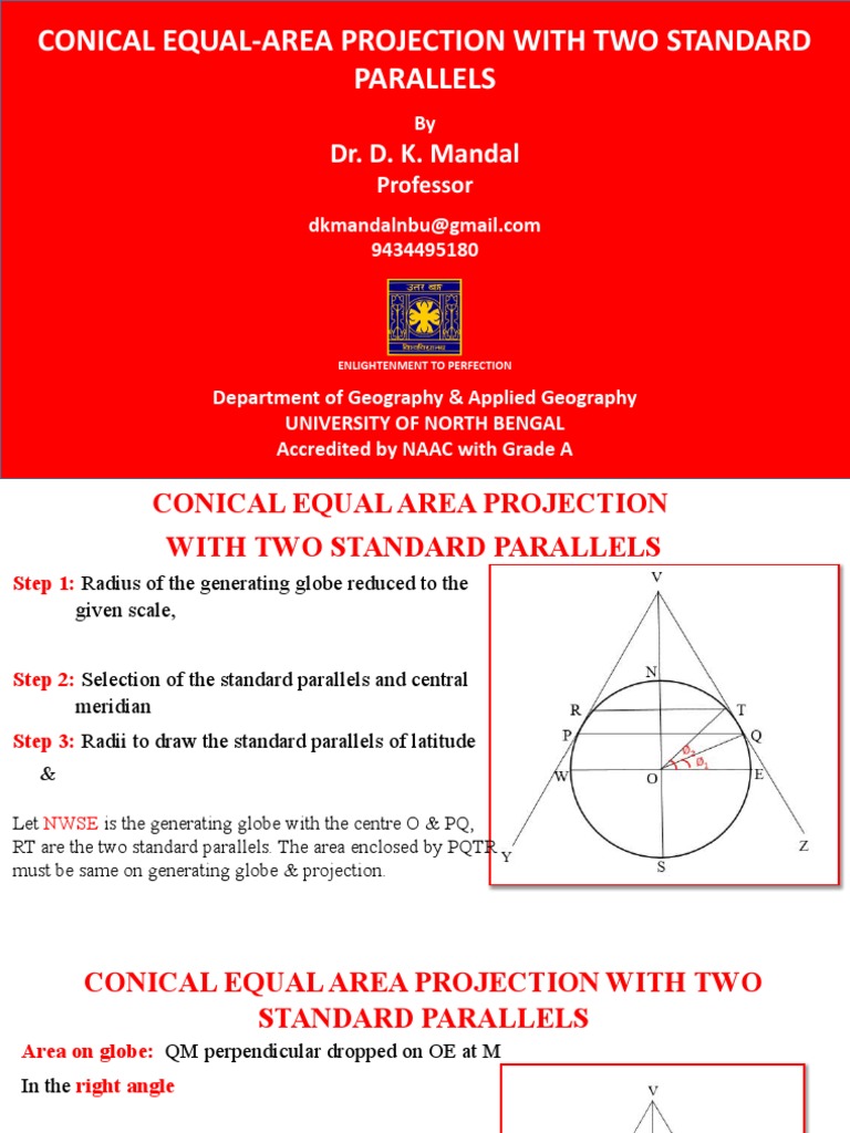 Conical Equal Area Projection With Two Standard Parallels | PDF | Latitude | Equator
