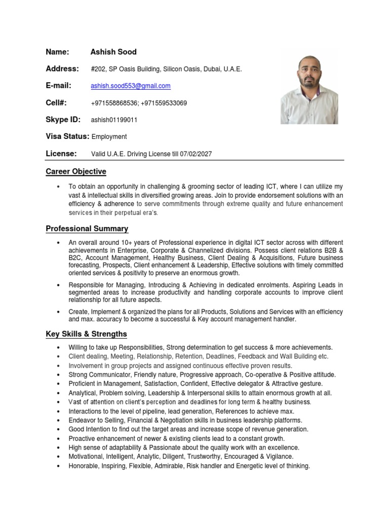 Resume Ashish Sood | Download Free PDF | Sales | Enterprise Resource ...