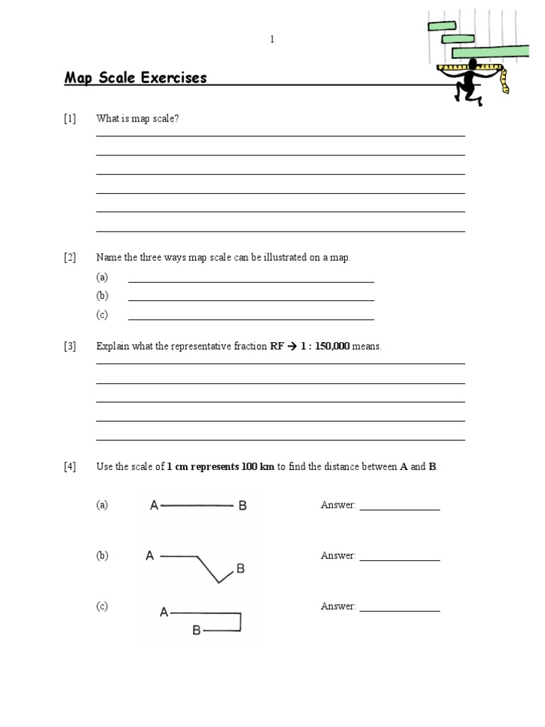 Map Scale Calculation Exercises | PDF | Earth Sciences | Cartography