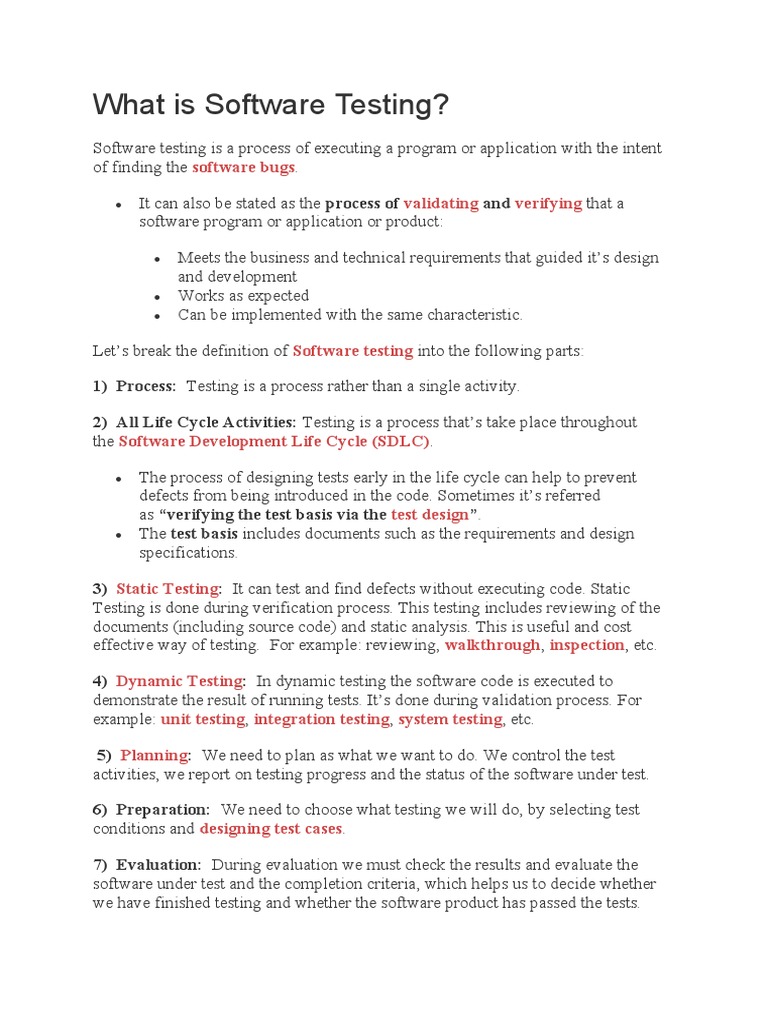 Try Qa Software Testing Notes1 2 Pdf Software Testing Software Bug 2850