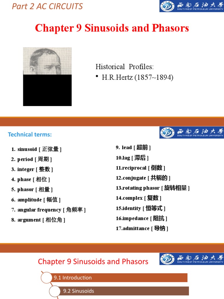 Ch09-Sinusoids and Phasors | PDF | Phase (Waves) | Electrical Impedance