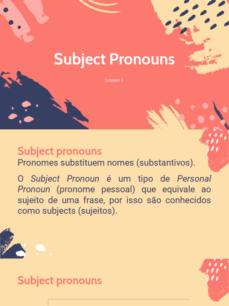 Aula 01 - Subject Pronouns - Verb To Be | PDF | Foreign Language Studies