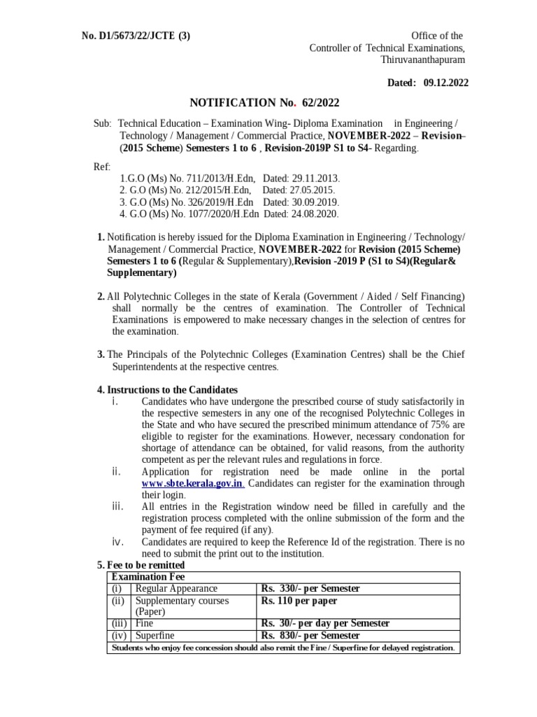 Notification No 62/2022: G.O (MS) No. 212/2015/H.Edn, Dated: 27.05.2015 Dated | PDF | Remittance ...
