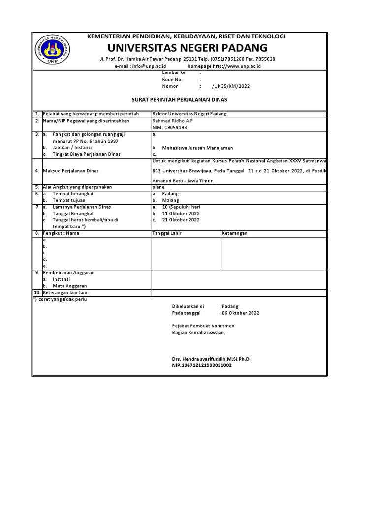 Blangko SPPD - Menwa | PDF