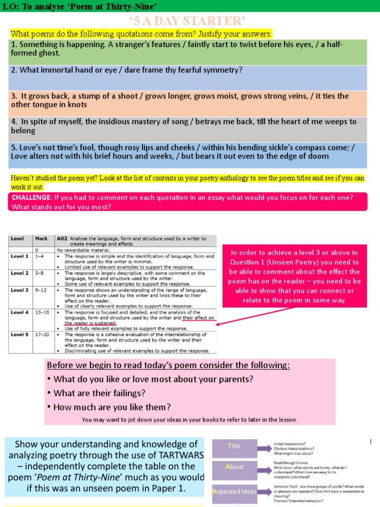Analyzing 'Poem at Thirty-Nine' | PDF | Poetry