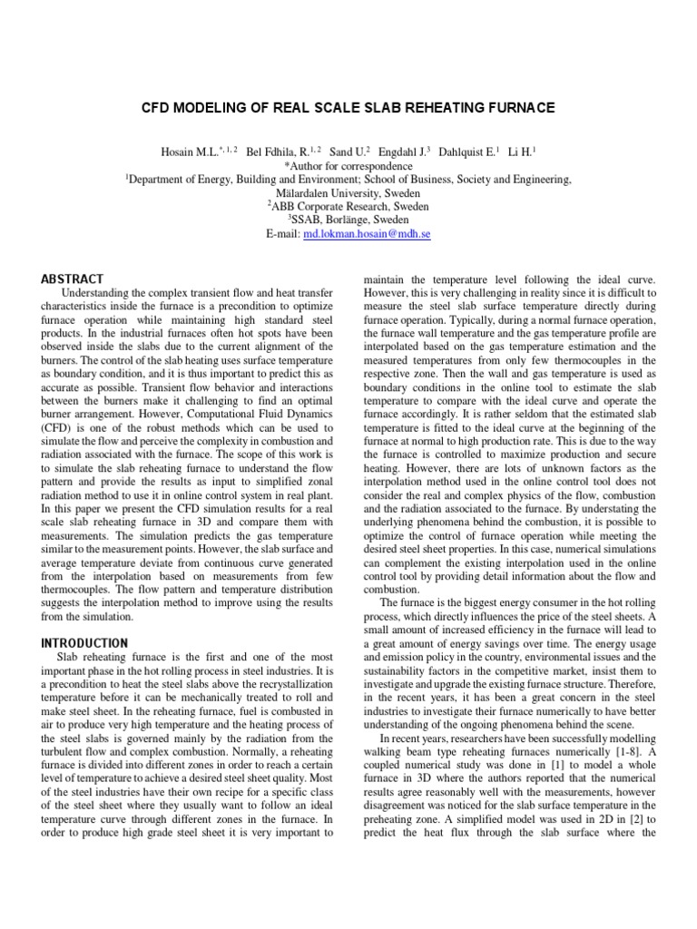 CFD Modeling of Real Scale Slab Reheating Furnace | PDF | Turbulence ...