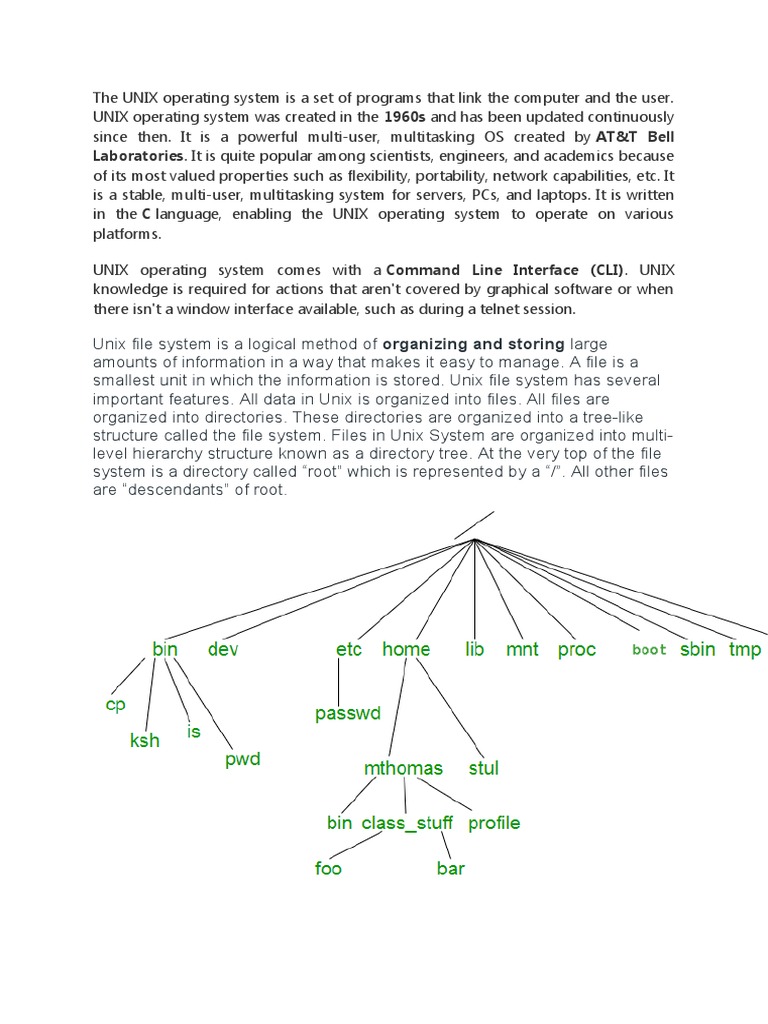 The UNIX Operating System Is A Set of Programs That Link The Computer and The User | PDF ...
