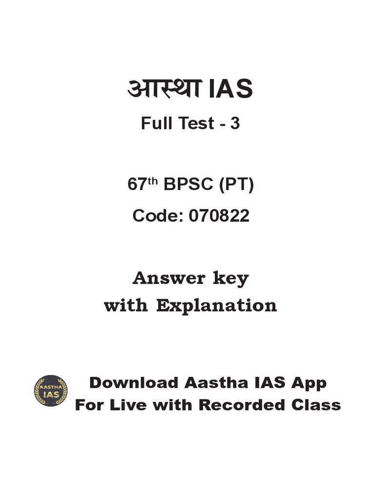Aastha Ias Test 3 Solution | PDF