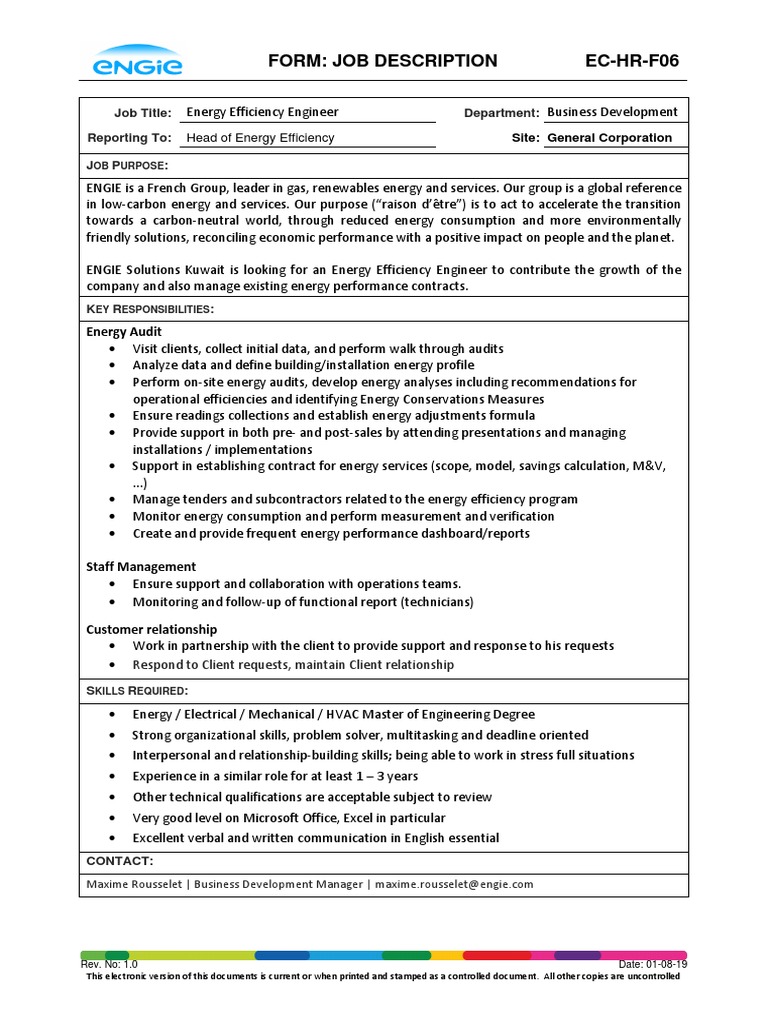 ENGIE Solutions Kuwait - Energy Efficiency Engineer VIE - Contrat de Travail | PDF | Efficient ...