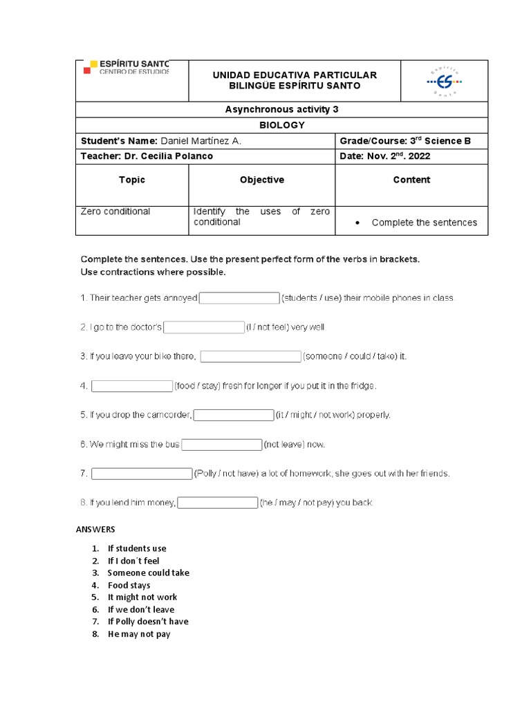 Zero Conditional Exercises | PDF