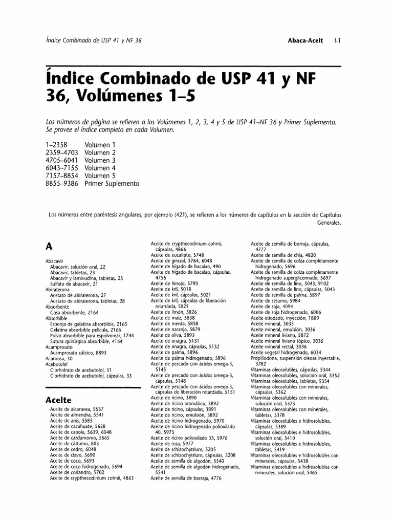 Índice Combinado USP 41-NF 36 | PDF | Etanol | Ácido clorhídrico