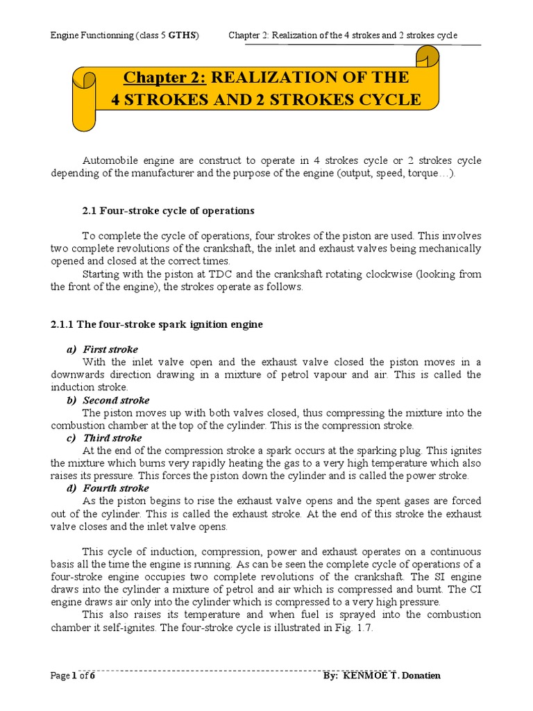 Chapter - 2 Realization of The 4 Strokes and 2 Strokes Cycle | PDF ...