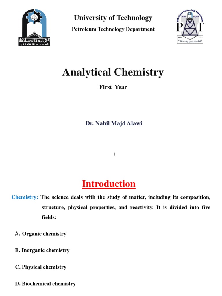 المحاضرة الاولى | PDF | Mole (Unit) | Analytical Chemistry