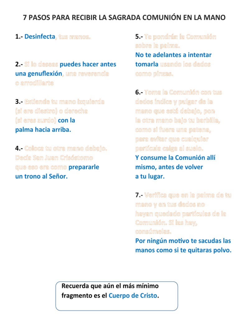 7 Pasos para Recibir La Sagrada Comunión en La Mano | PDF