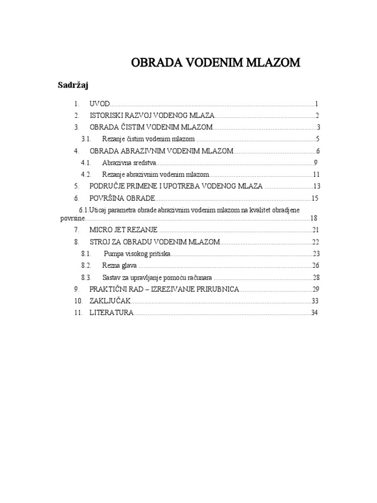 Obrada Vodenim Mlazom | PDF