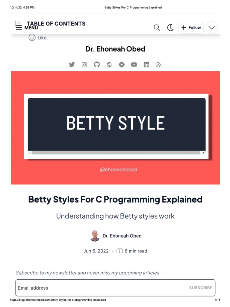 Betty Styles For C Programming Explained | PDF